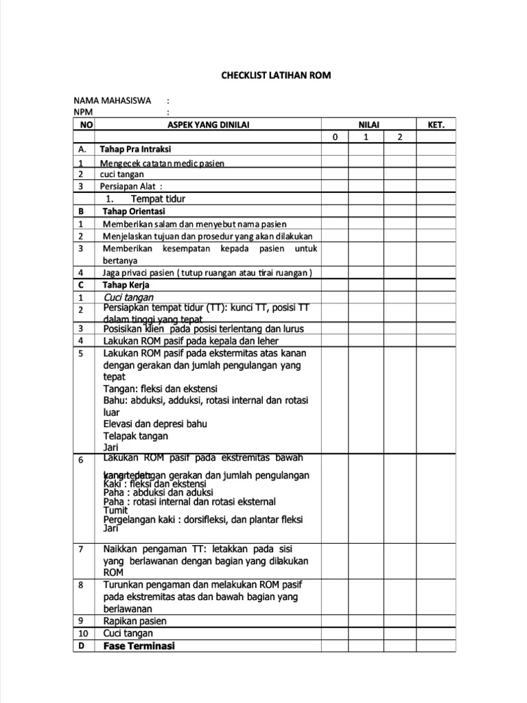 PDF Checklist Latihan Rom - Compress | PDF