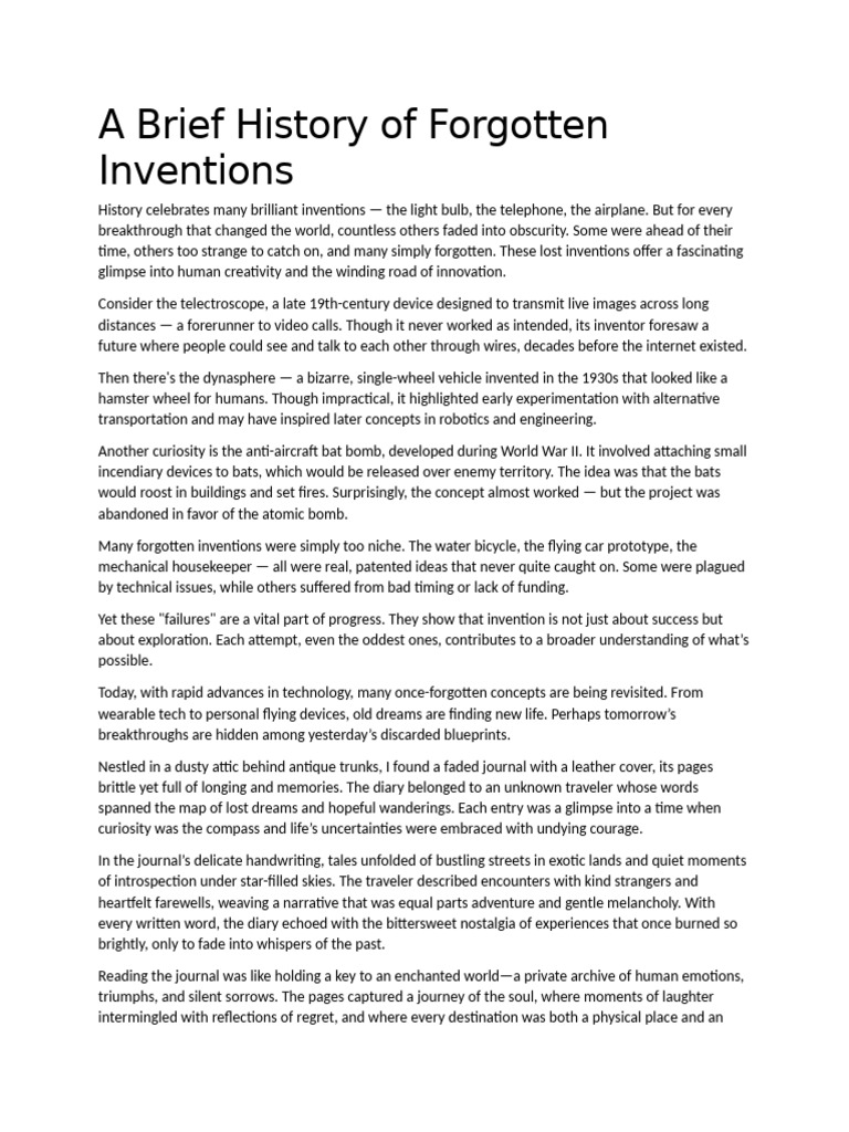 A Brief History of Forgotten Inventions | PDF | Invention