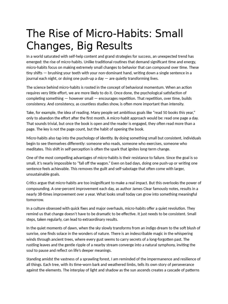 The Rise of Micro-Habits Small Changes, Big Results | PDF
