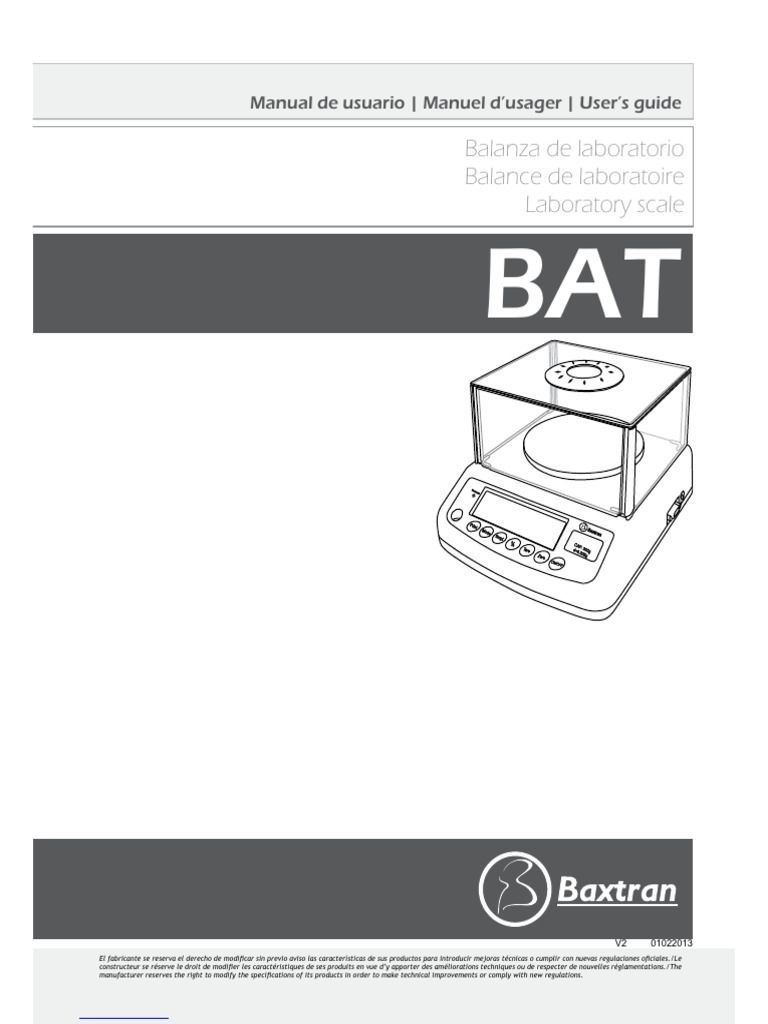 Baxtran BAT600 User Manual | PDF | Balanza | Agua