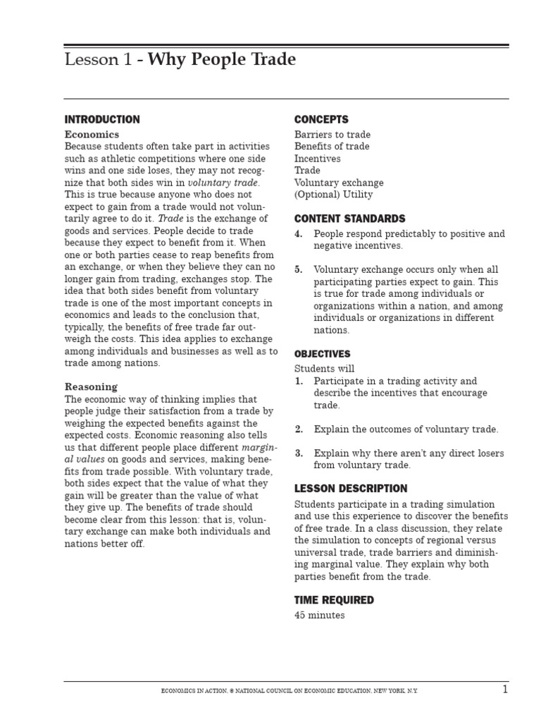Lesson 1_14 Why People Trade | PDF | Utility | Economics