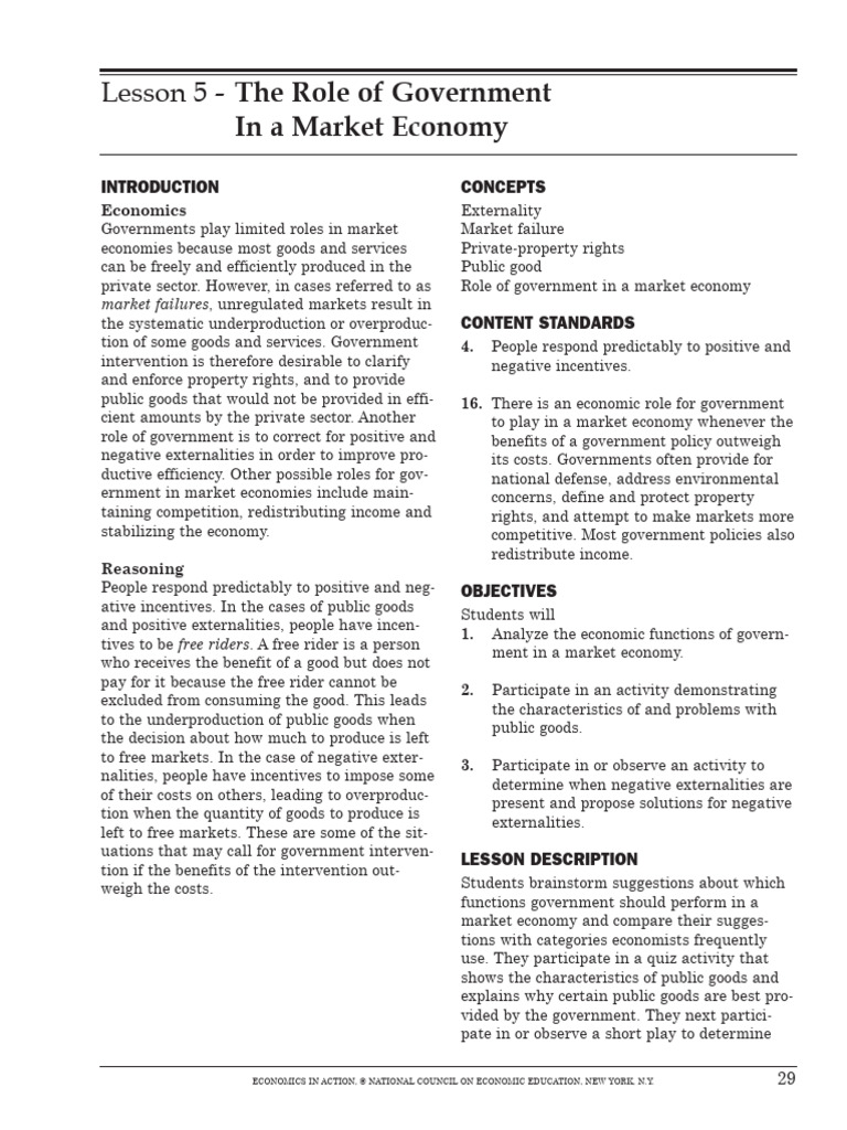 Lesson-5 - 14-The Role of Government in Market Eco | PDF | Externality ...