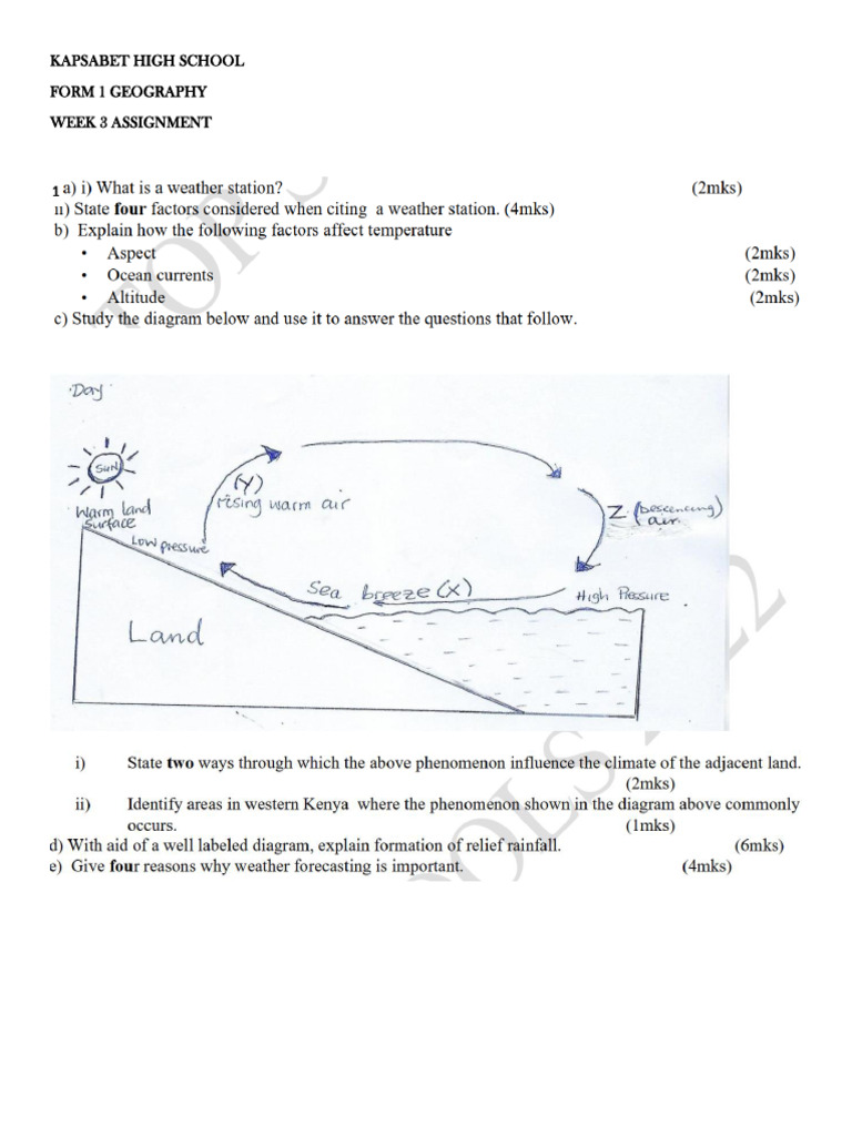 WEEK 3 Assignments - Form 1 - Geography | PDF