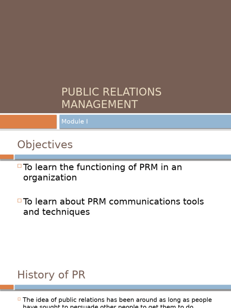 Public Relationship Management Module-1 | PDF | Public Relations ...