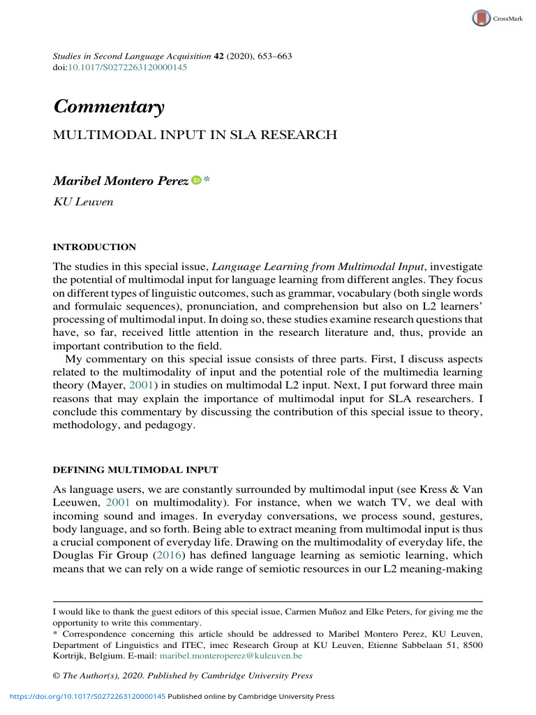 Multimodal Input in Sla Research | PDF | Second Language Acquisition | Second Language