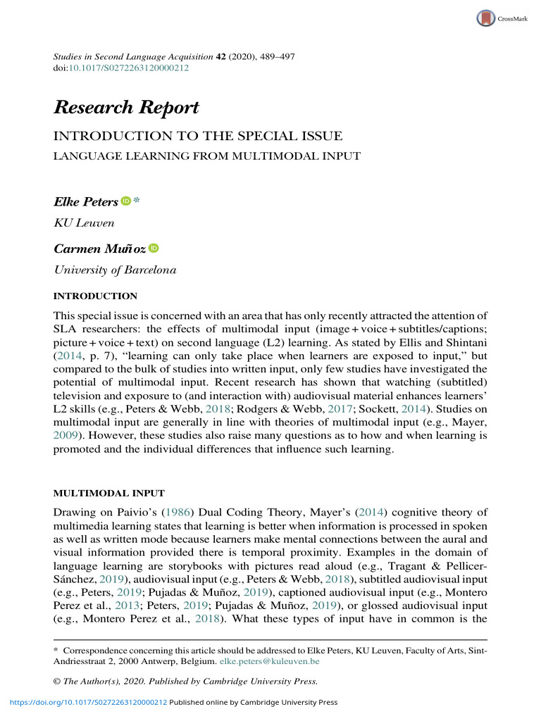 Multimodal Input in Language Learning | PDF | Second Language | Second Language Acquisition