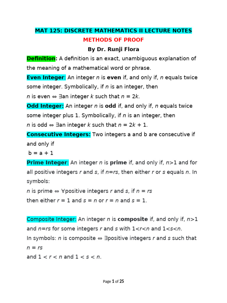 Direct Proof Techniques in Discrete Math | PDF | If And Only If | Integer