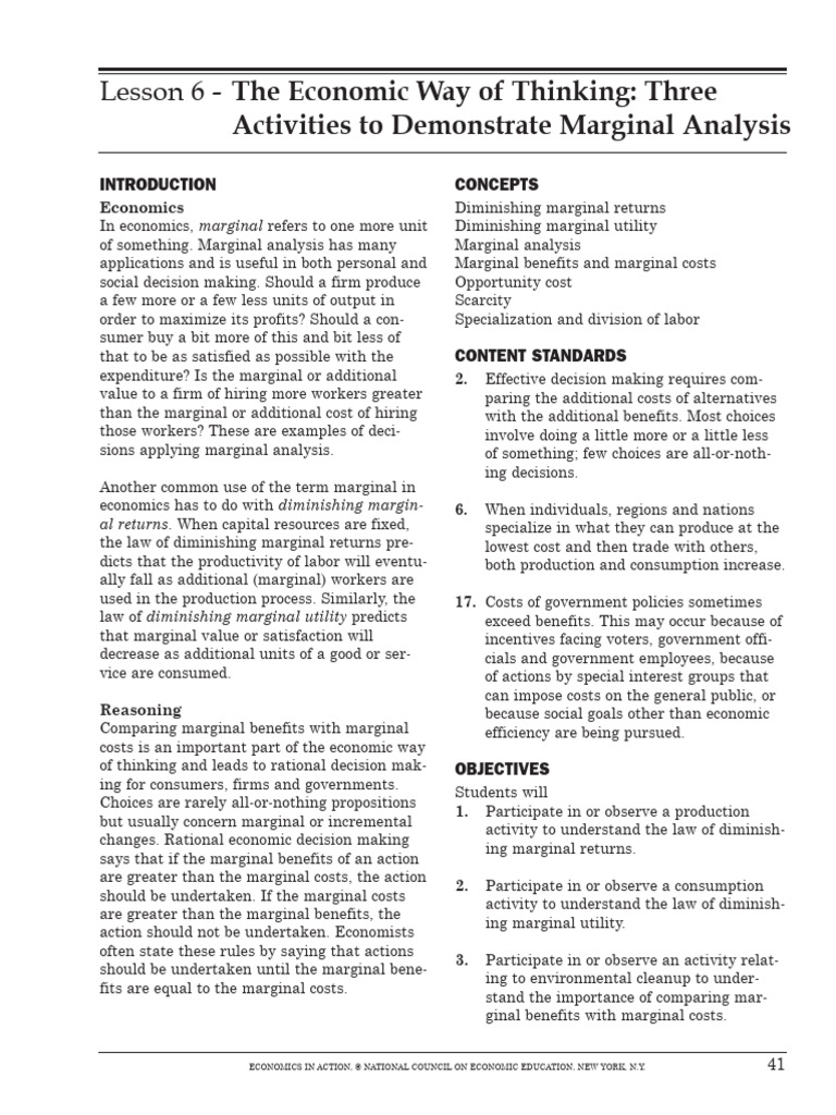 Lesson 6 14 Marginal Analysis | PDF | Utility | Marginal Utility