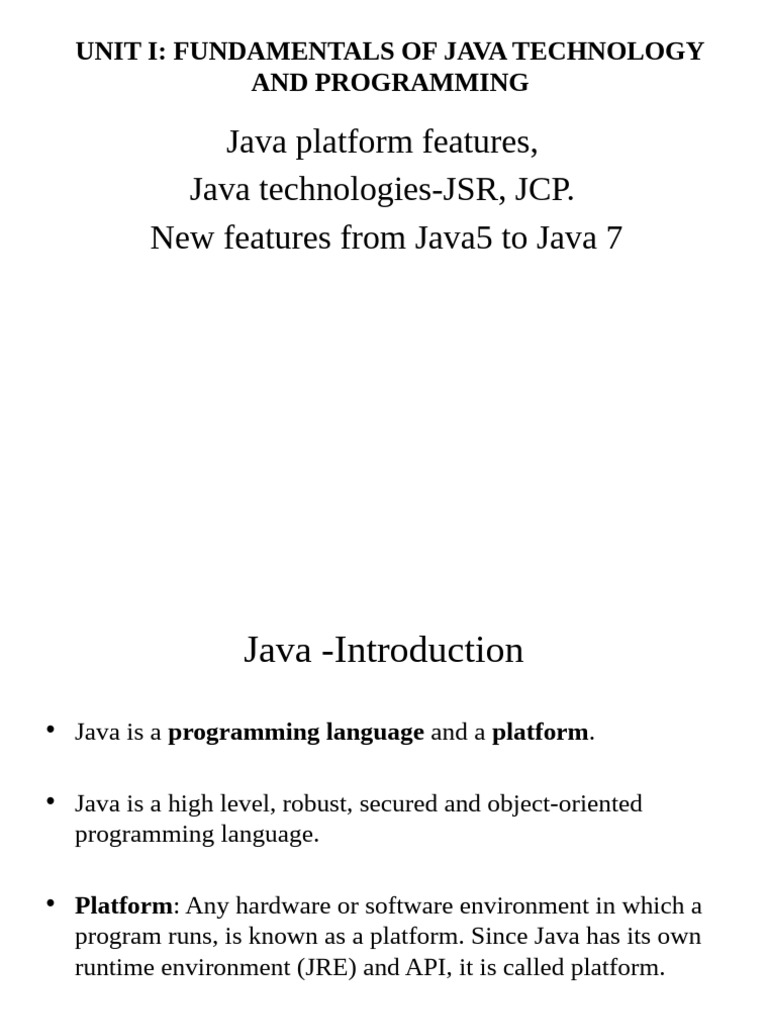 Java Fundamentals and Features Overview | PDF | Java (Programming ...