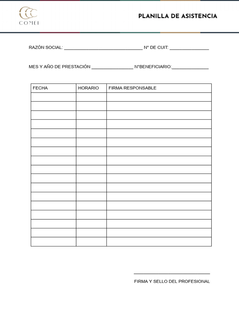 Planilla Asistencia Comei | PDF