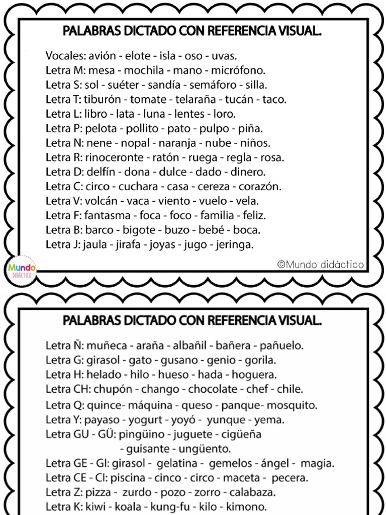 Formato para Realizar Dictado Por Silabas | PDF