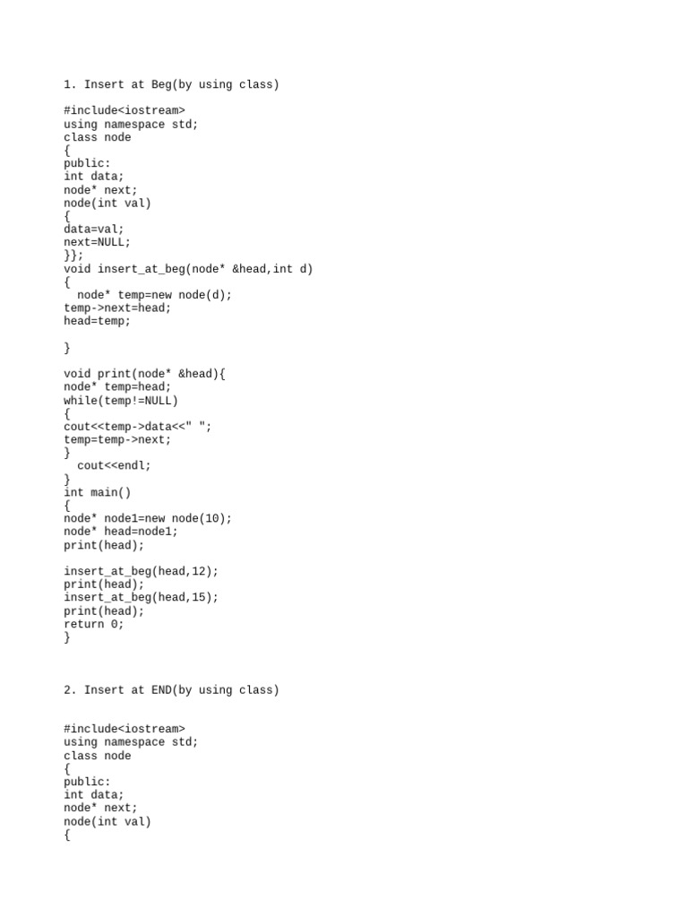 Insert Linked List Class | PDF | Namespace | Computer Programming