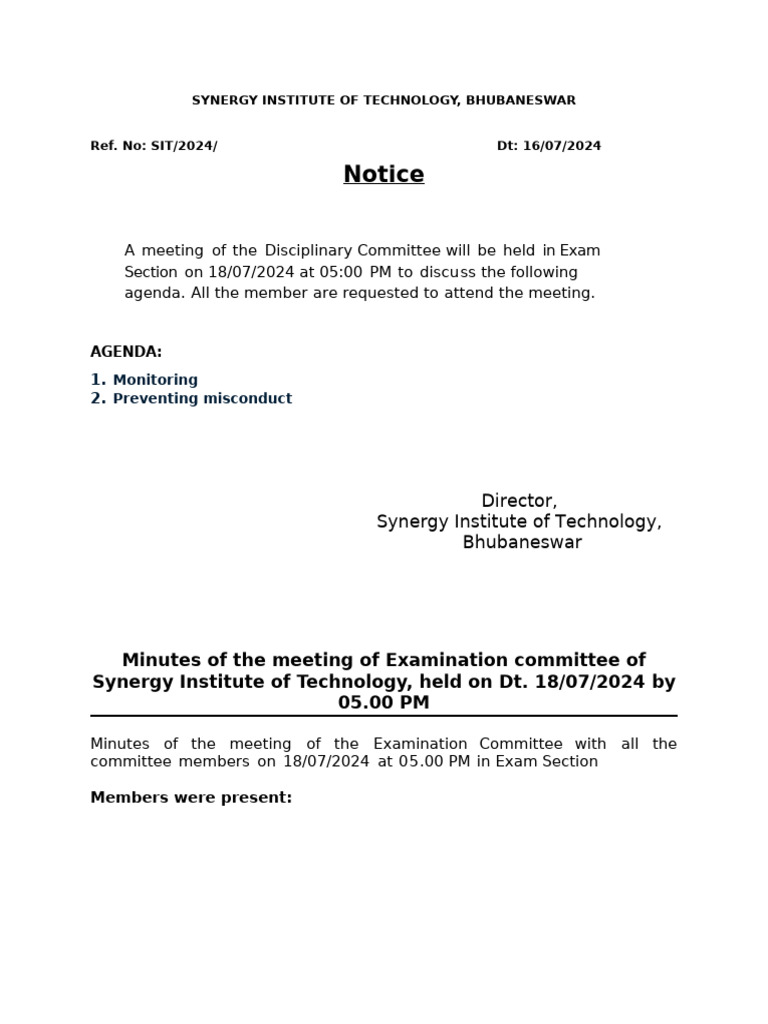 Disciplinary Committee 18.07.24 | PDF | Academic Dishonesty | Academic ...