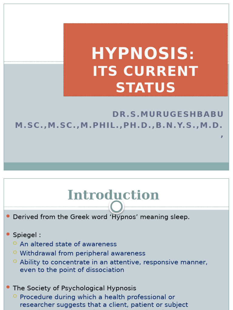 Hypnosis | PDF | Hypnosis | Dissociation (Psychology)