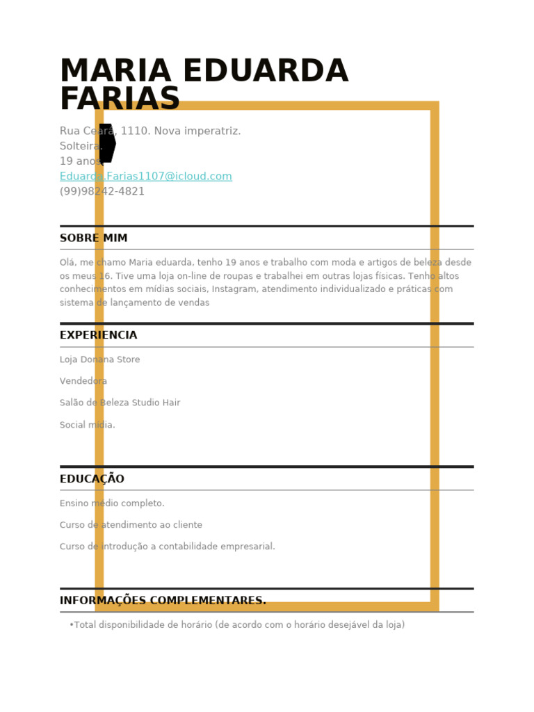 Cópia de Curriculo Maria Eduarda | PDF