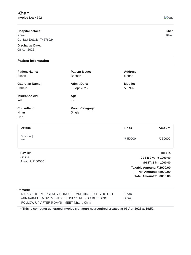Medical Bill Template 1 | PDF