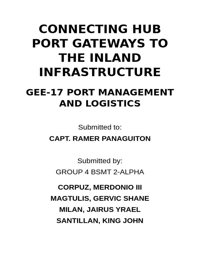 Hub Port Gateway and Inland Integration | PDF | Transport | Supply Chain