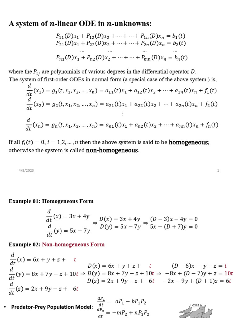 Lecture 15-16 - System of 1st Order ODEs | PDF | Ordinary Differential Equation | System Of ...