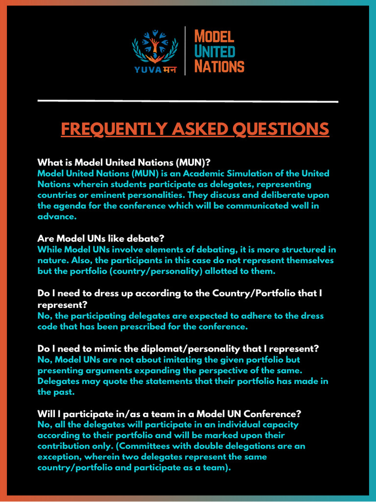Frequently Asked Questions (FAQs) YUVA MUN | PDF