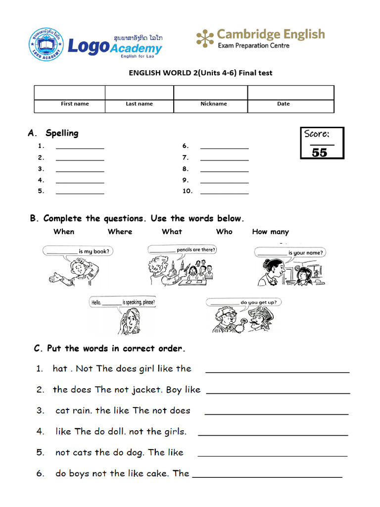 English World 2 Unit 4 Test Guide | PDF