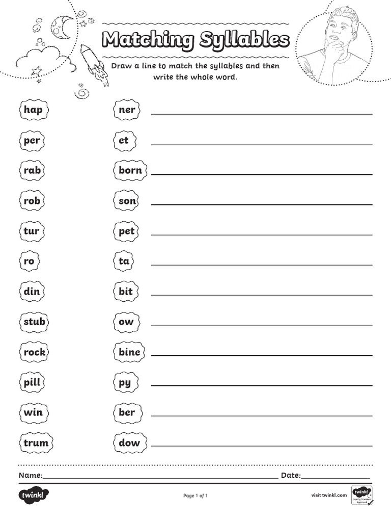 T2 E 291 Match The Syllables Worksheet - Ver - 1 | PDF