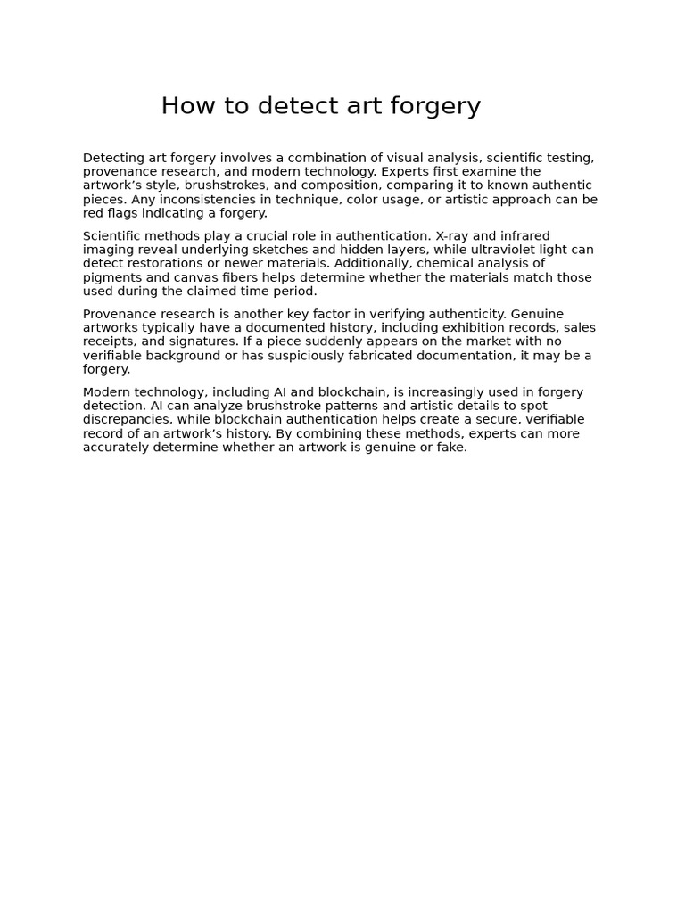 How to Detect Art Forgery | PDF