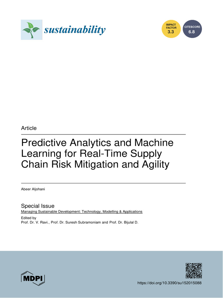 Predictive Analytics and Machine Learning For Real-Time Supply Chain Risk Mitigation and ...