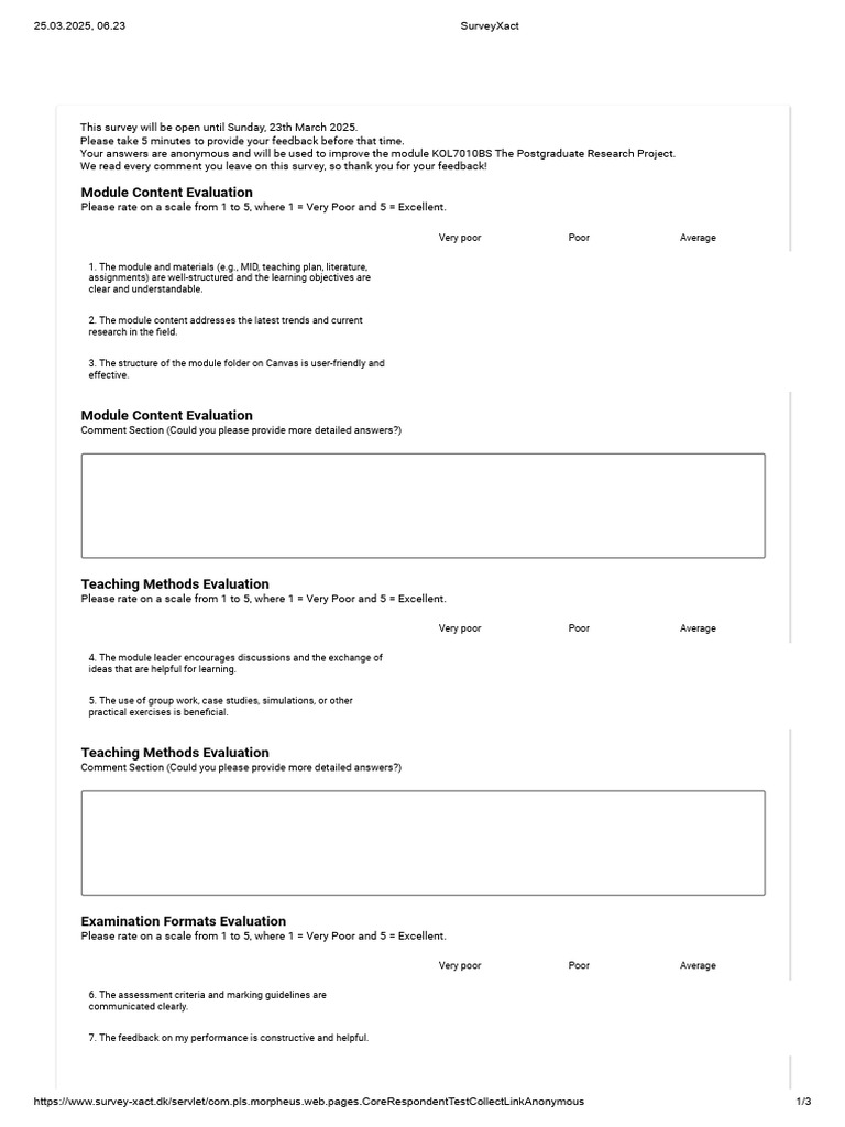 SurveyXact - Questionnaire | PDF | Teaching Method | Evaluation