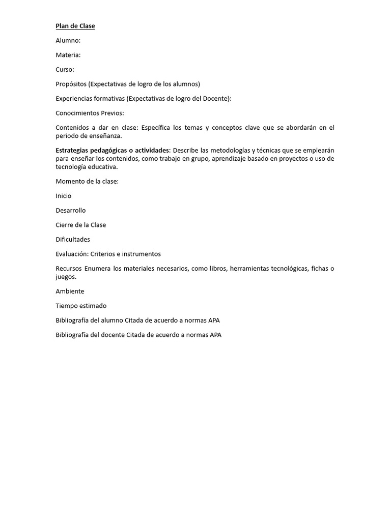 Plan de Clase | PDF