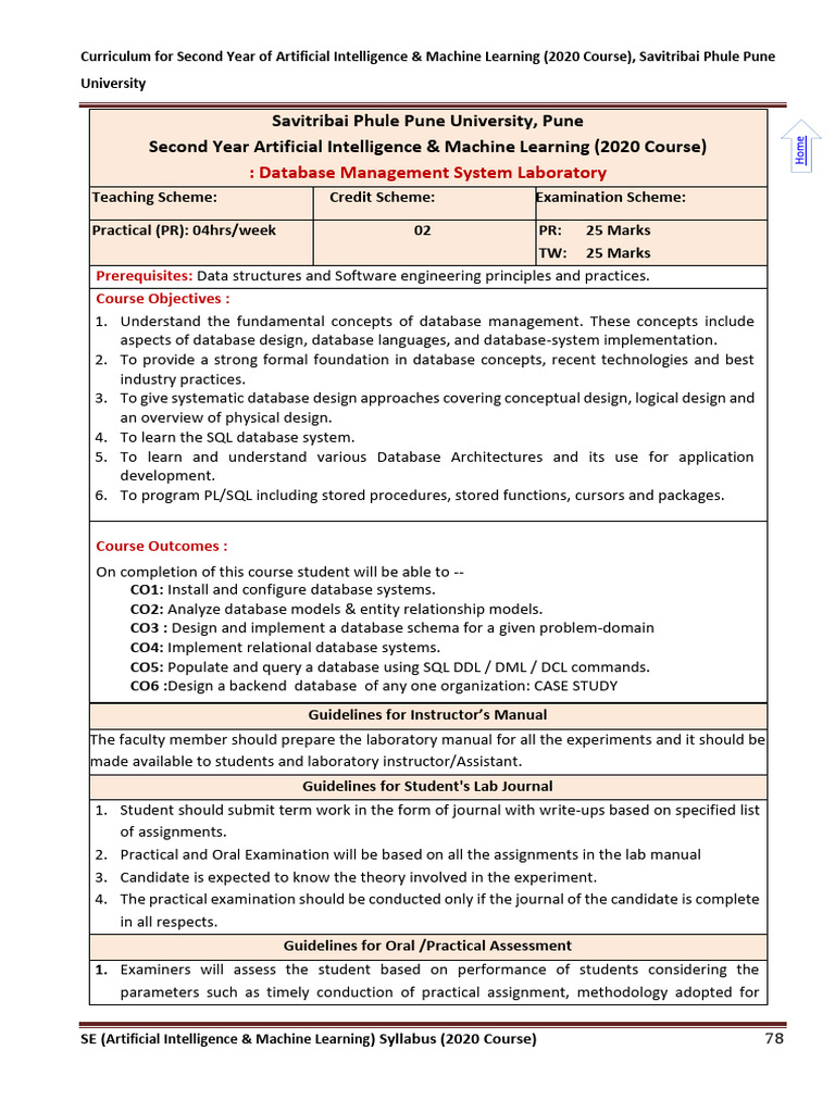 SE AI and ML DBMSL Practical SYLLABUS | PDF | Databases | Pl/Sql
