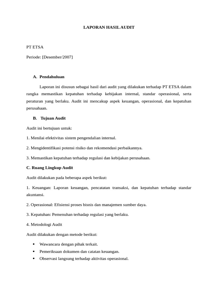 LAPORAN HASIL AUDIT | PDF