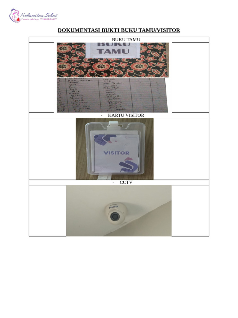 DOKUMENTASI BUKTI BUKU TAMU-VISITOR | PDF