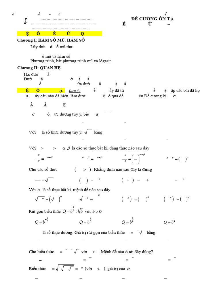 K11 - ĐỀ CƯƠNG ÔN TẬP TOÁN GIỮA HK2 (1) | PDF