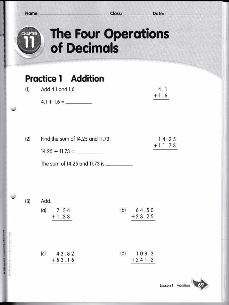 Four Operations Decimals MyPals WB 4B | PDF