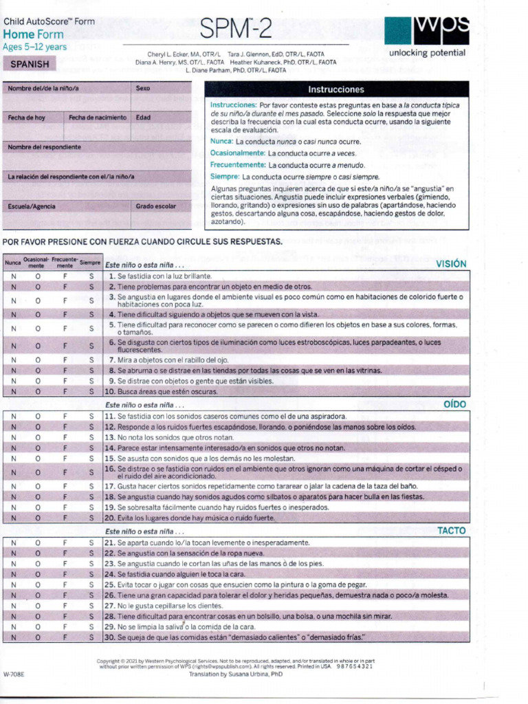 SPM-2 5-12 Años HOGAR | PDF