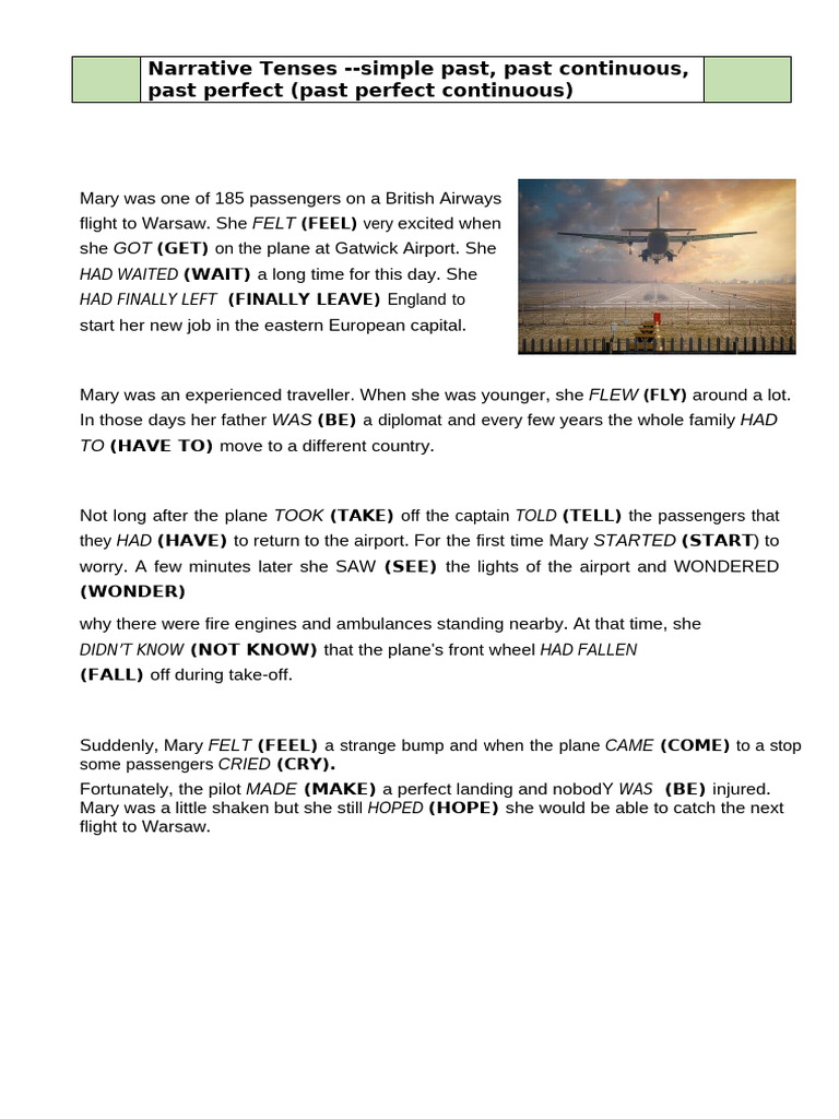 Narrative Tenses Exercise B1 | PDF