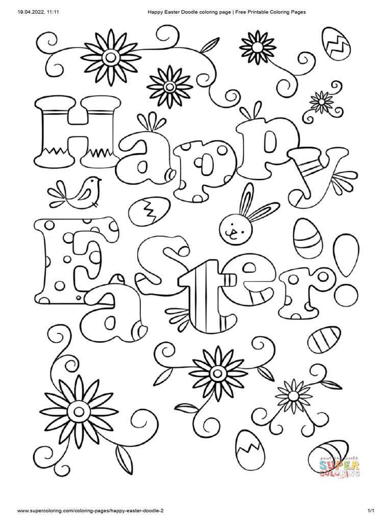 Happy Easter Doodle coloring page _ Free Printable Coloring Pages | PDF