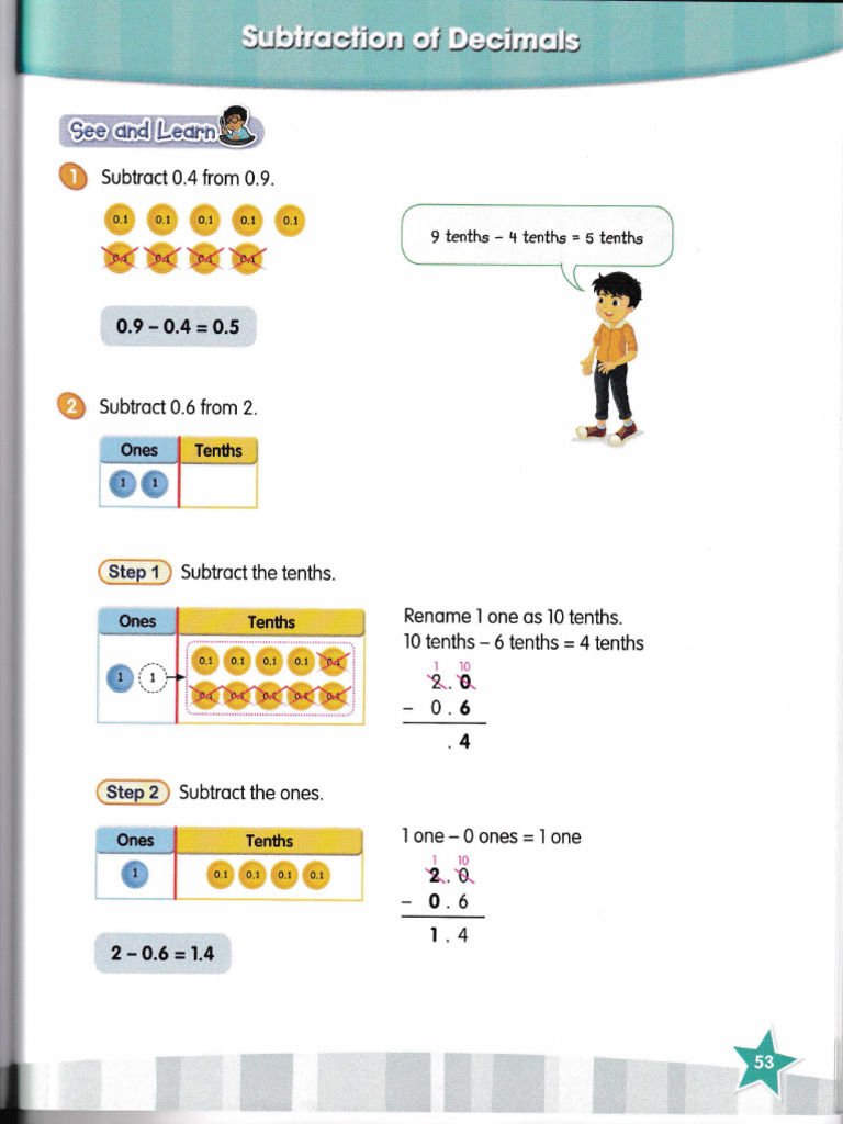 Subtraction of Decimals SB Math 4B | PDF