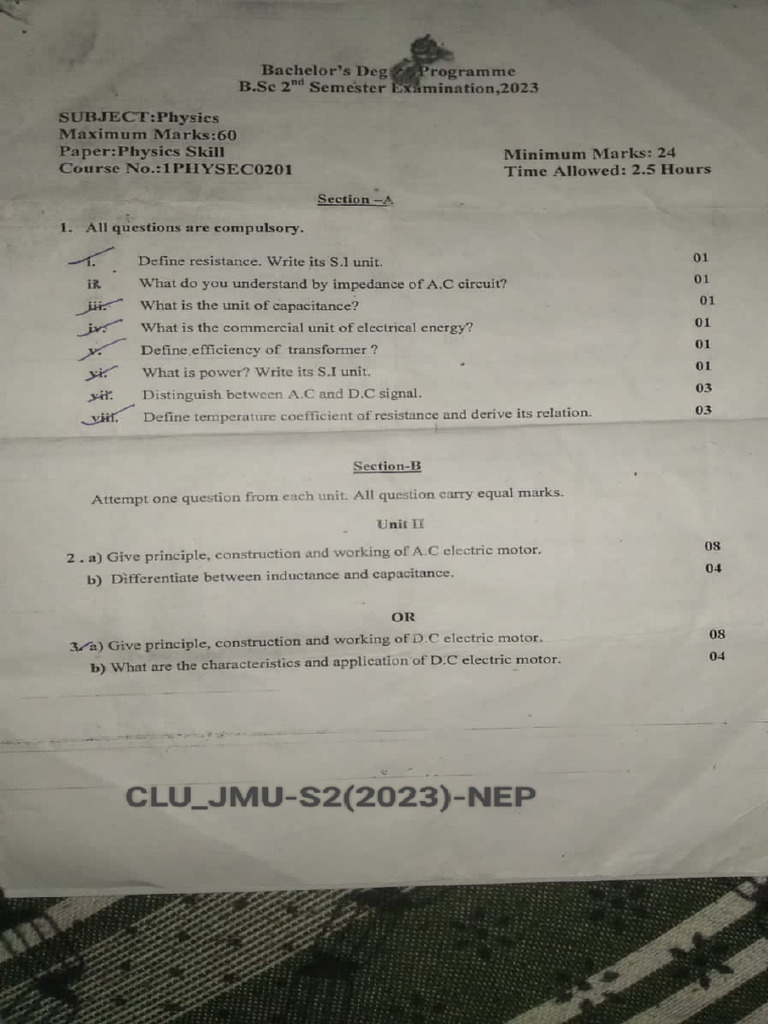 Phy Skill Clu - Jmu-S2 (2023) - Nep | PDF