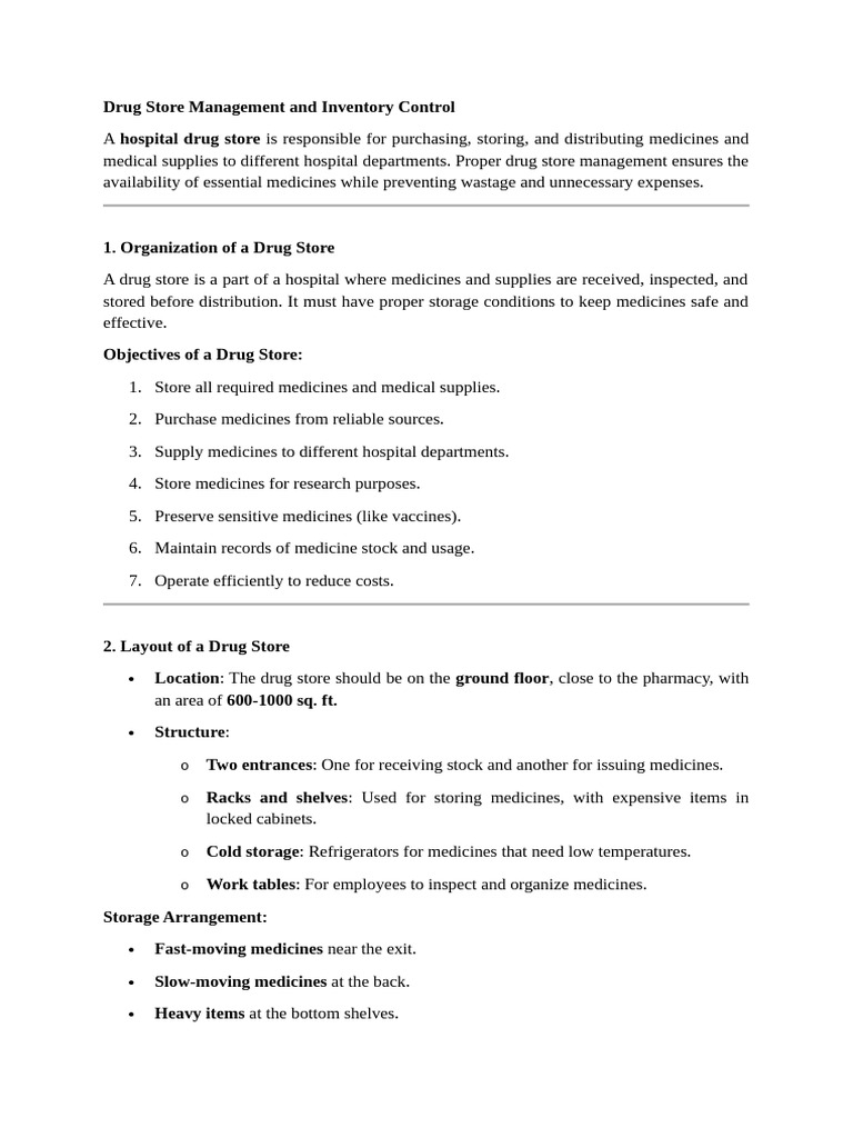 Drug Store Management & Inventory Control | PDF | Pharmacy | Inventory