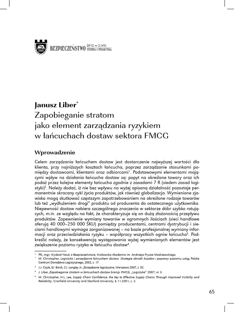Zapobieganie Stratom Jako Element Z | PDF