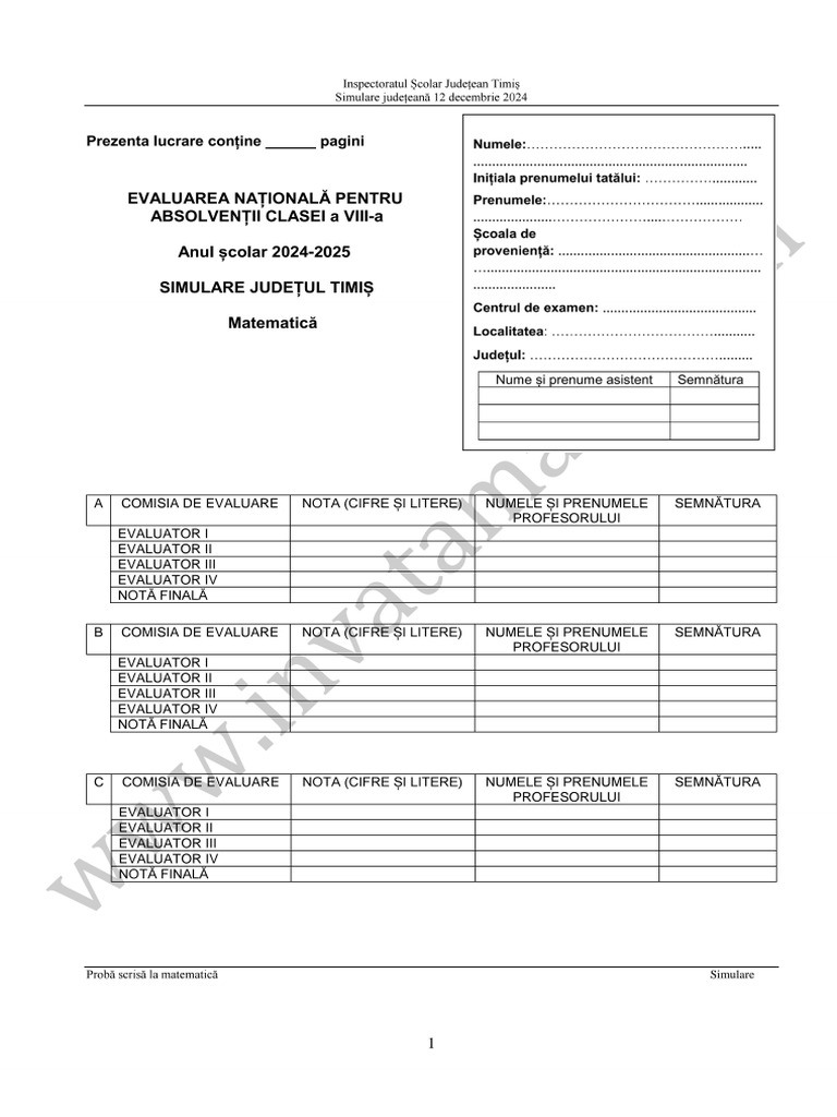 Simulare Decembrie Timis | PDF