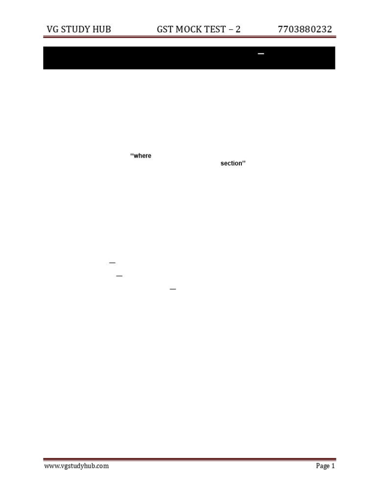 GST Mock Test Paper - December 2021 | PDF | Taxes | Government Finances