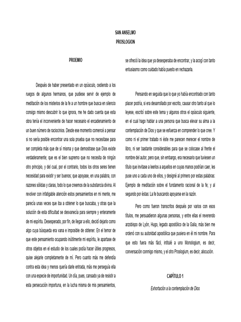 Proslogión de San Anselmo | PDF | Dios | Verdad