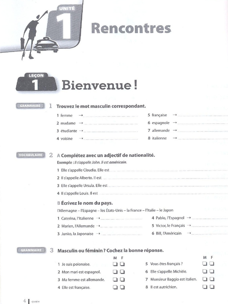 Cahier D'exercices, Unite 1 | PDF