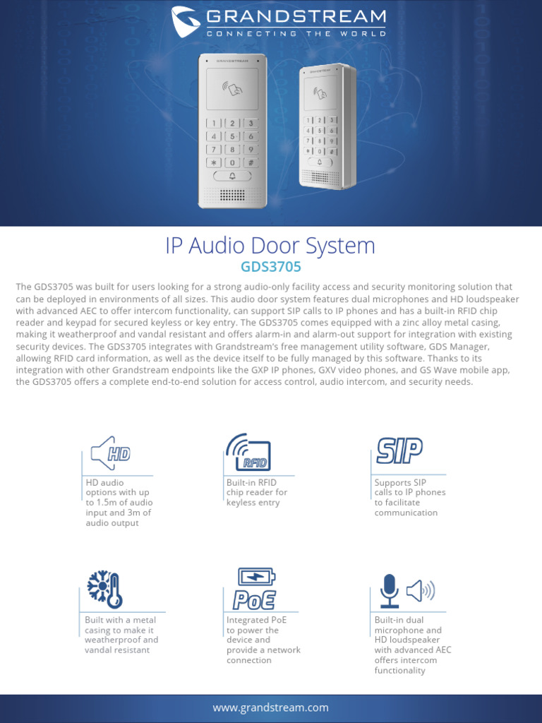 Datasheet gds3705 English | PDF | Telephone | Session Initiation Protocol