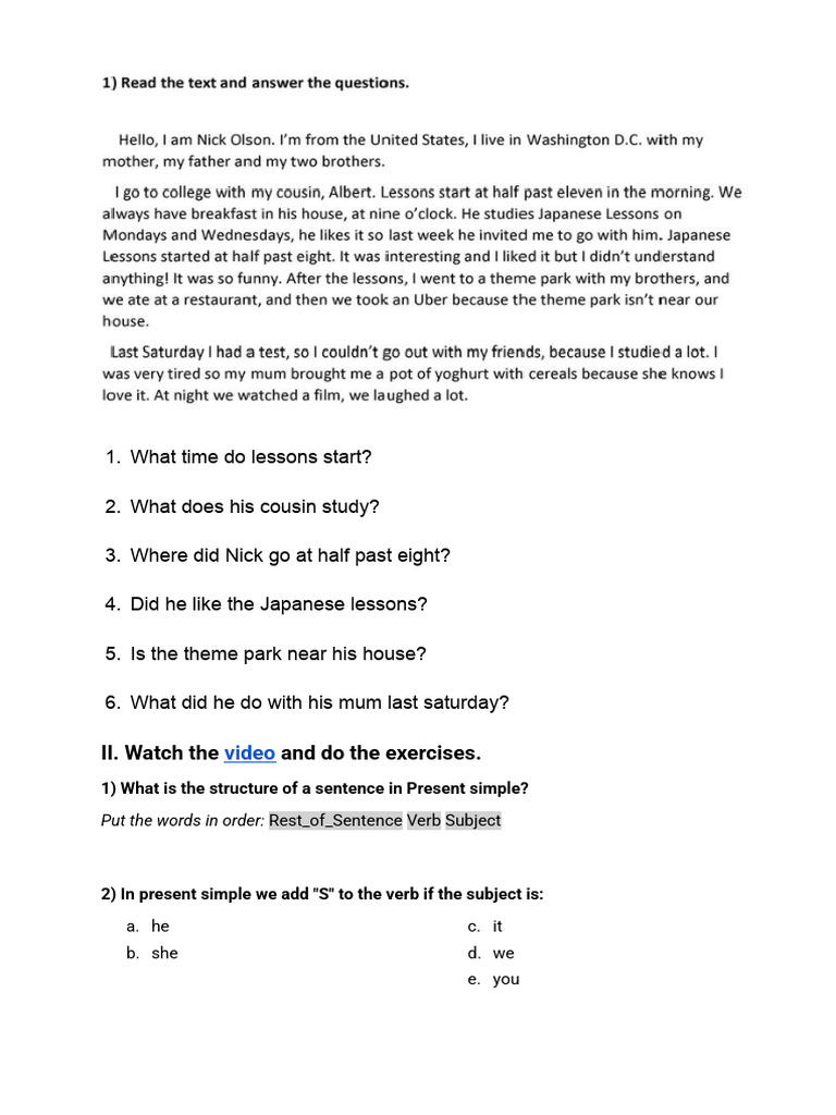 Present Simple VS Simple Past | PDF | Language Families | Linguistic ...