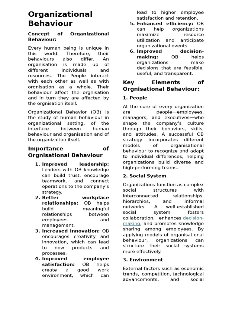 Organisational Behaviour New | PDF | Organizational Behavior | Leadership
