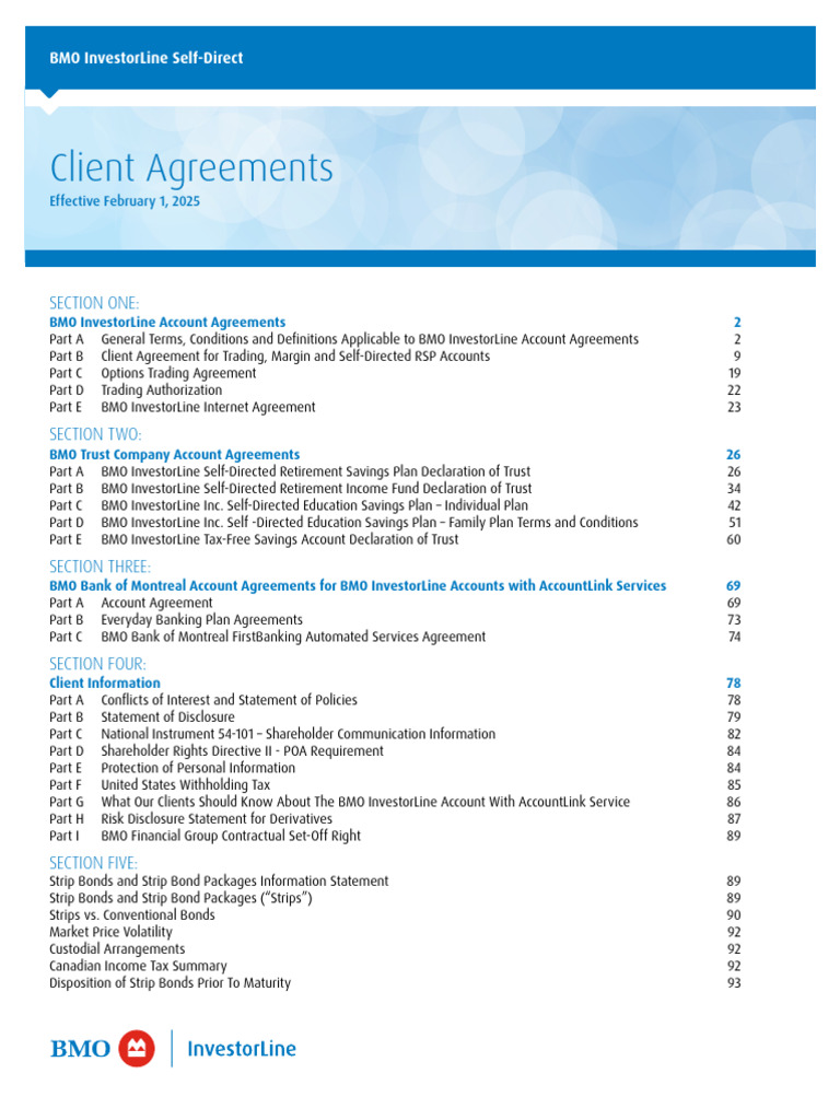 BMO InvestorLine Self-Direct Client Agreements | PDF | Banks | Dividend