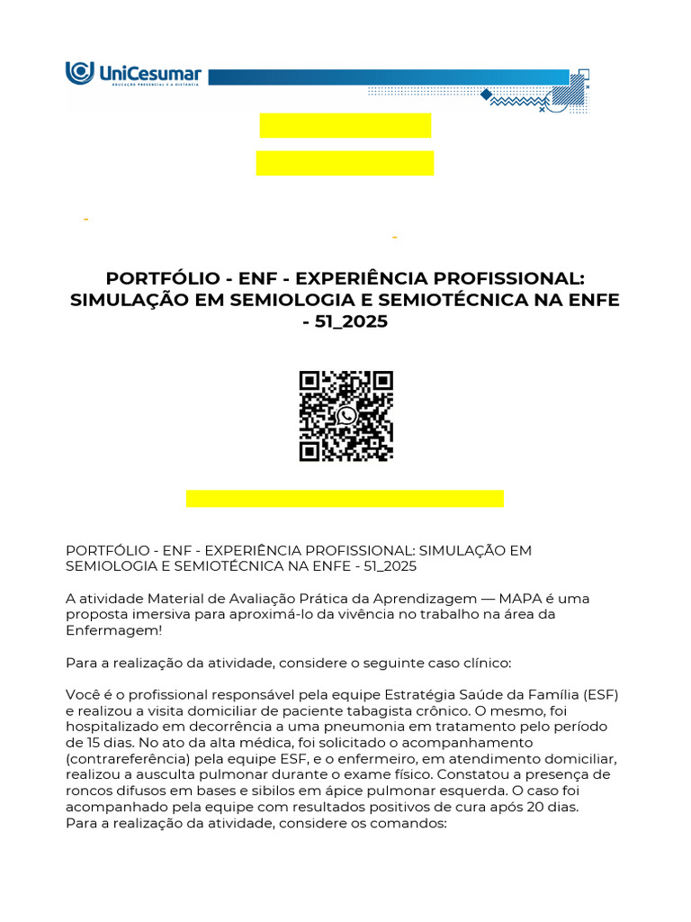 Você É o Profissional Responsável Pela Equipe Estratégia Saúde Da Família (ESF) e Realizou A ...